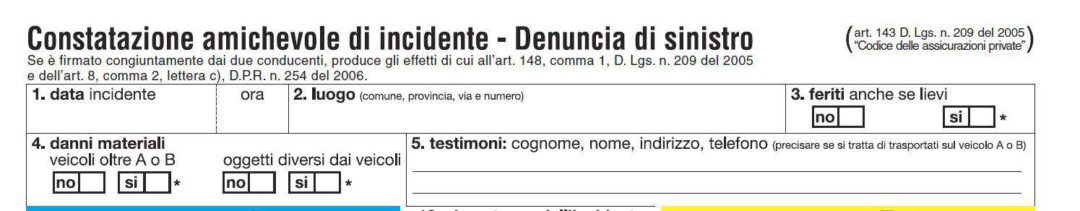 Modello CAI assicurazione o Cid constatazione amichevole scarica il pdf
